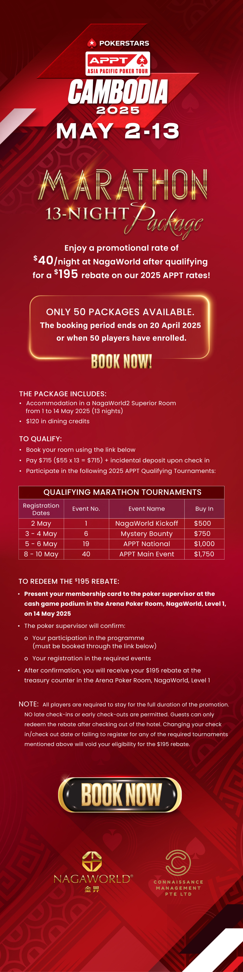 APPT Marathon 13 Nights Package - NagaWorld